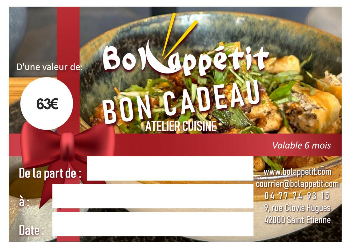 BON CADEAU ATELIER CUISINE - Bol appétit